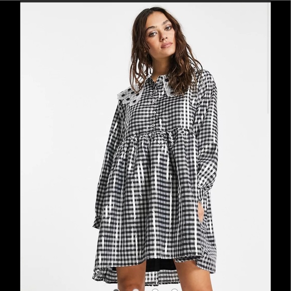 Sister Jane | Dresses | Nwt Sister Jane Silver Metallic Lame Gingham ...